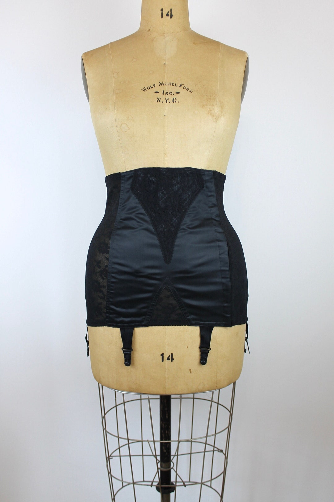 1970s Vintage Black Nylon Girdle 60s Garter Belt Vintage Suspender