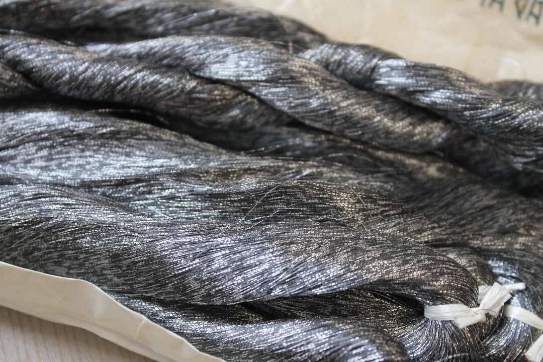 1960s Vintage Japanese Nishijin Kyoto Embroidery Thread, Dark Grey N ...