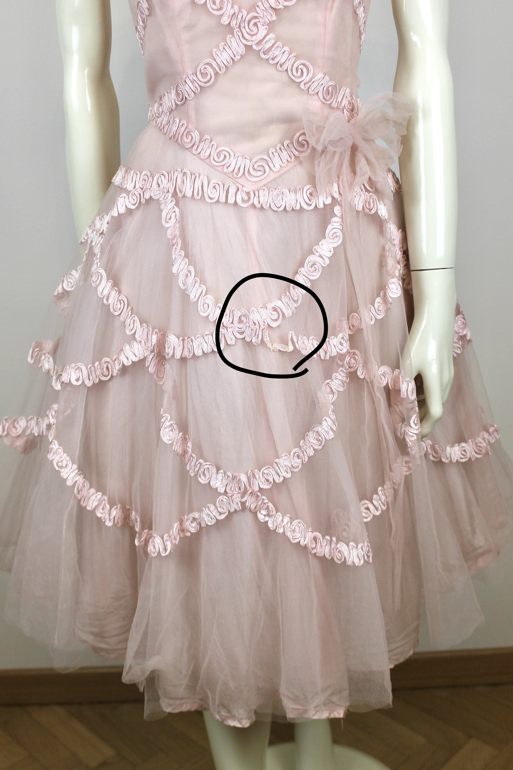 1950s Vintage Emma Domb Pink Tulle Dress, Vintage Pink Prom Evening ...