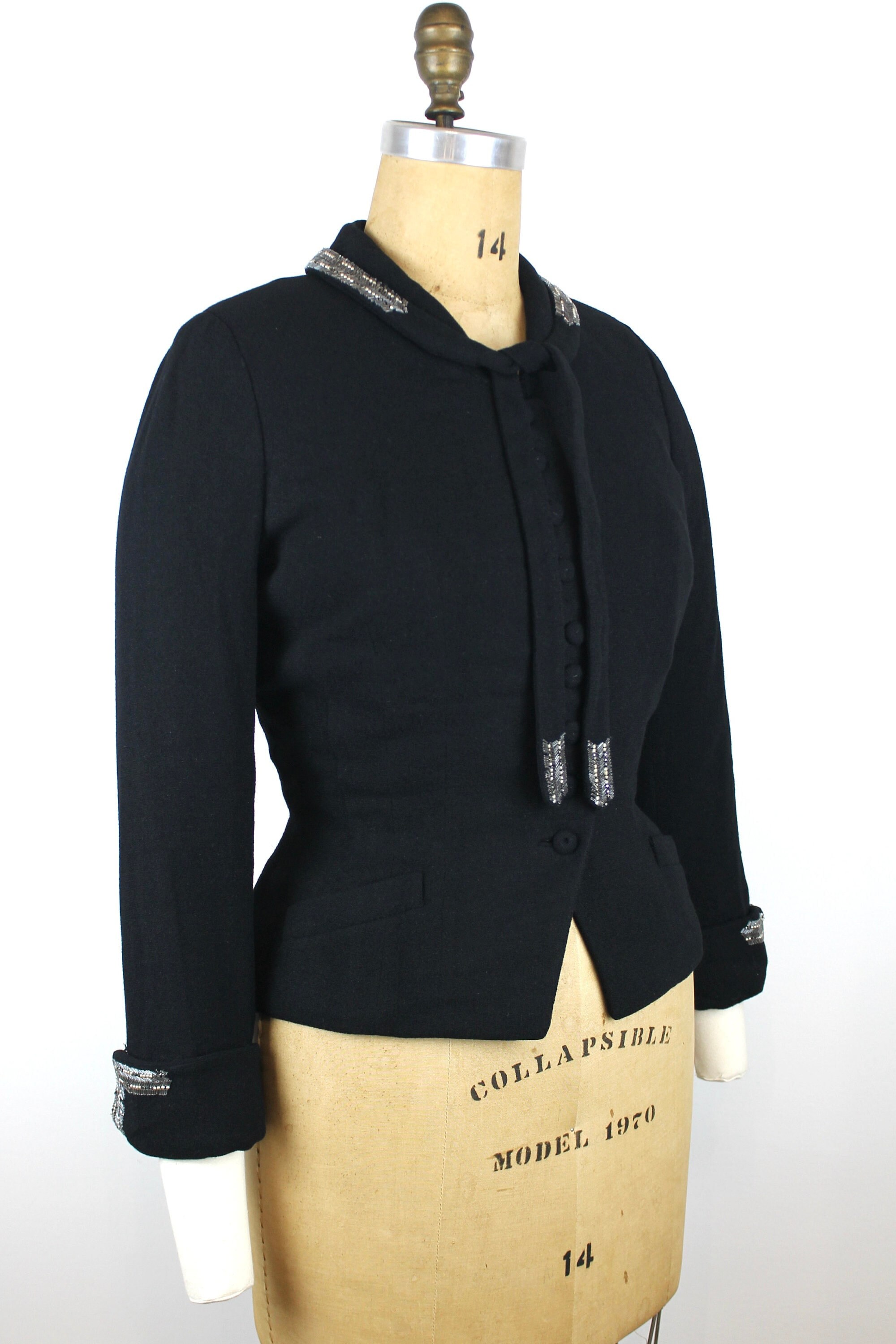 1950s Vintage paul Parnes Black Wool Bar Jacket, Nipped Hips 1950s Suit ...