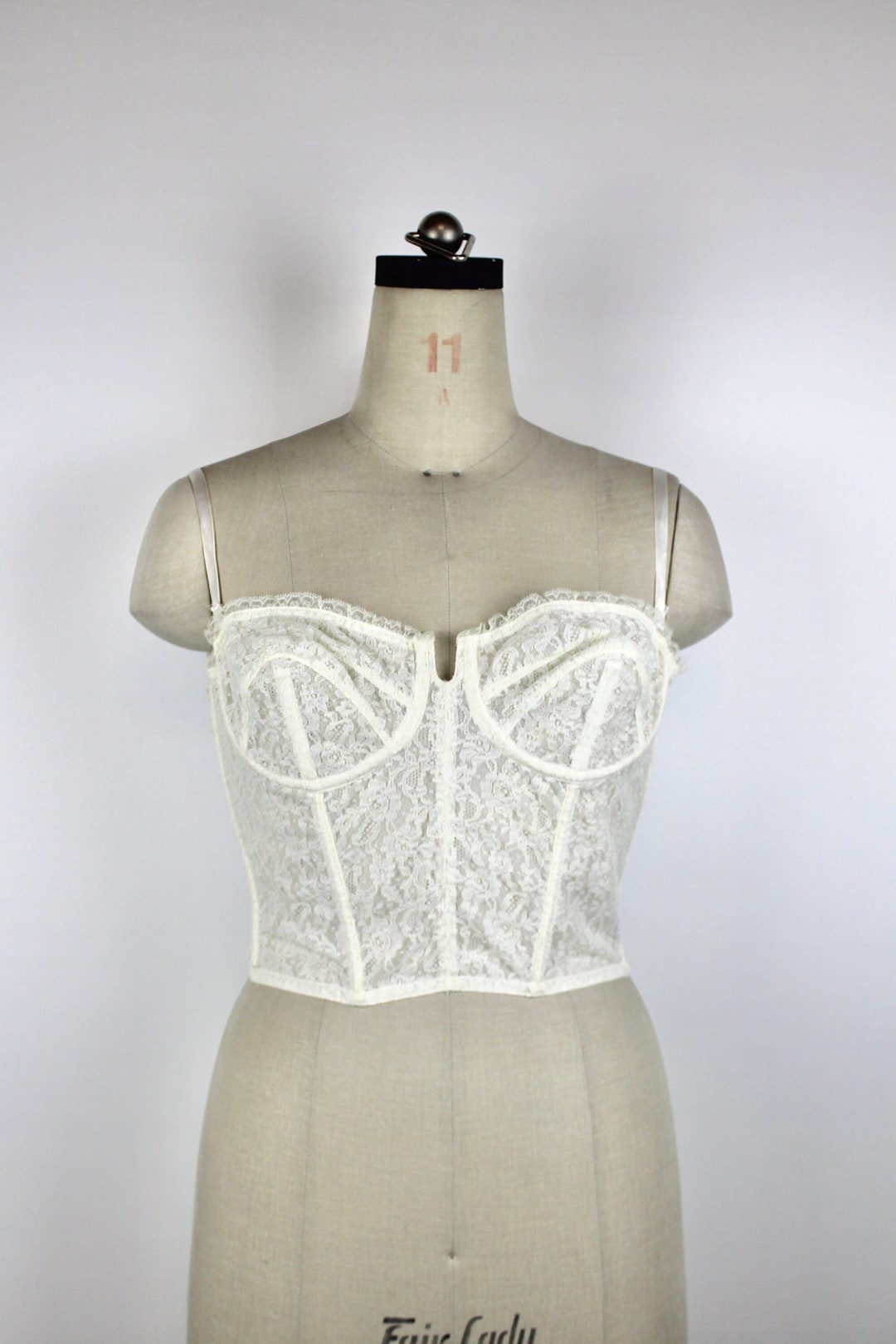 1950's lejaby Strapless White Bustier Bra, Vintage Pointed Bra ...