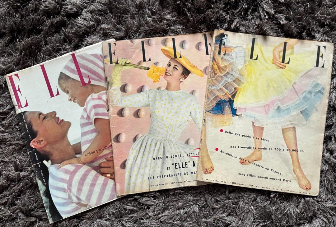 Lot of 3, 1956-1959 Elle Vintage Magazine, 1950s Vintage Fashion ...
