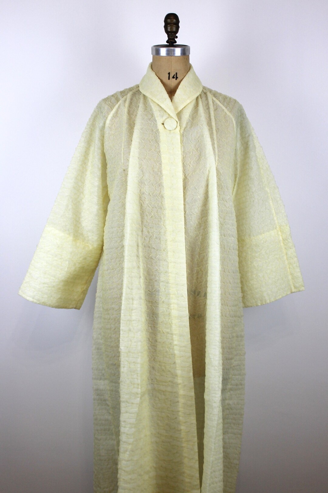 1950's Vintage Yellow Nylon Peignoir, Yellow Boudoir Gown, Vintage ...