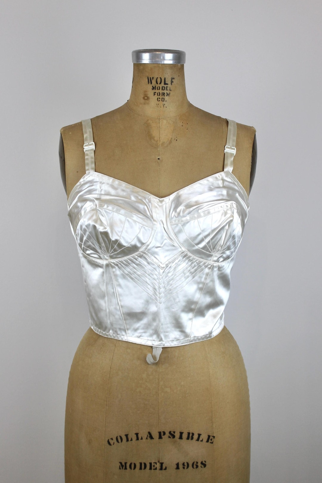 1950s Vintage "armande" White Satin Bra, 1940s White Brassiere, Bustier ...
