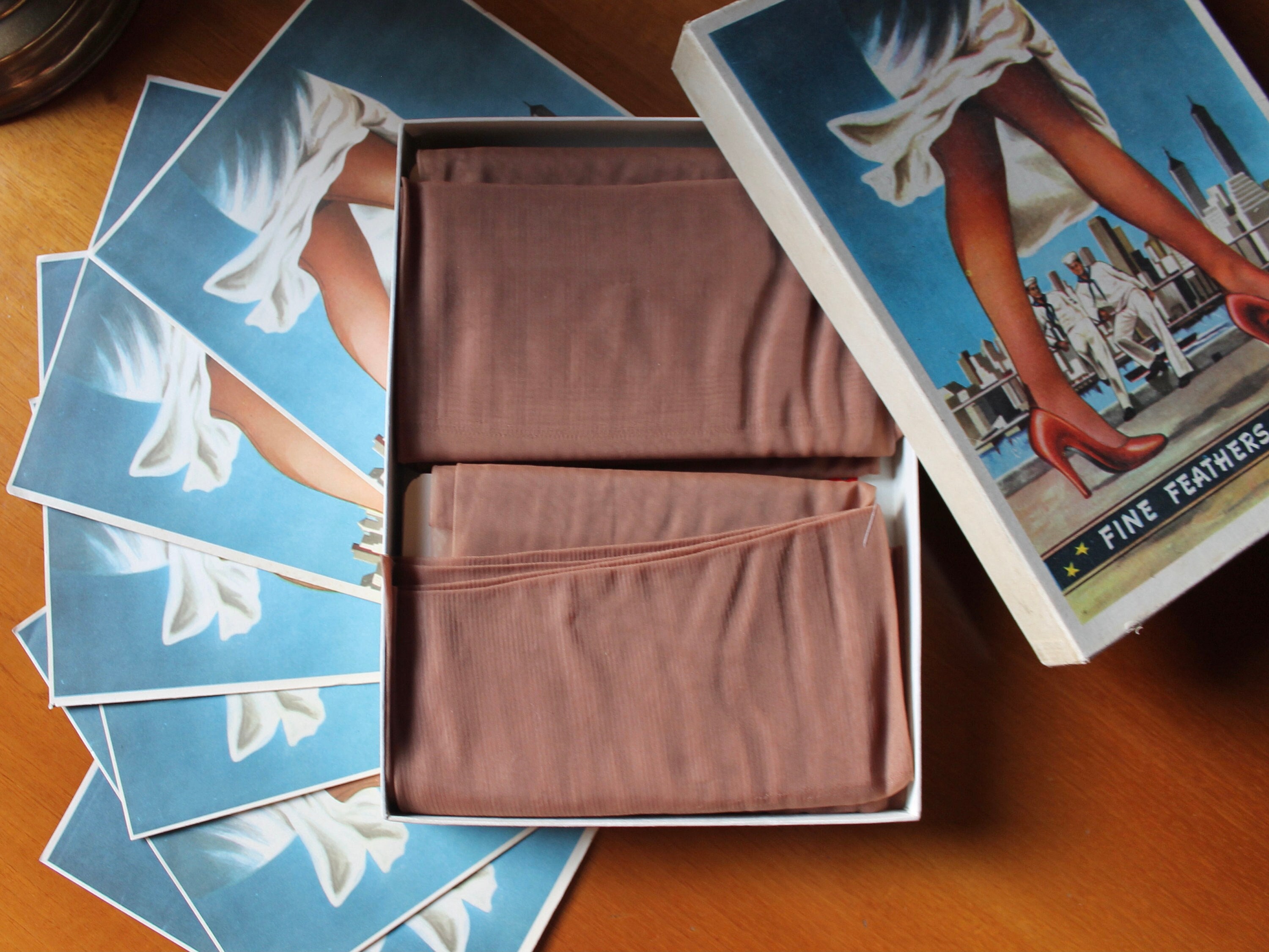 1950s Vintage Fine Feathers Nylon Stockings, 1950s Hosiery, Retro ...