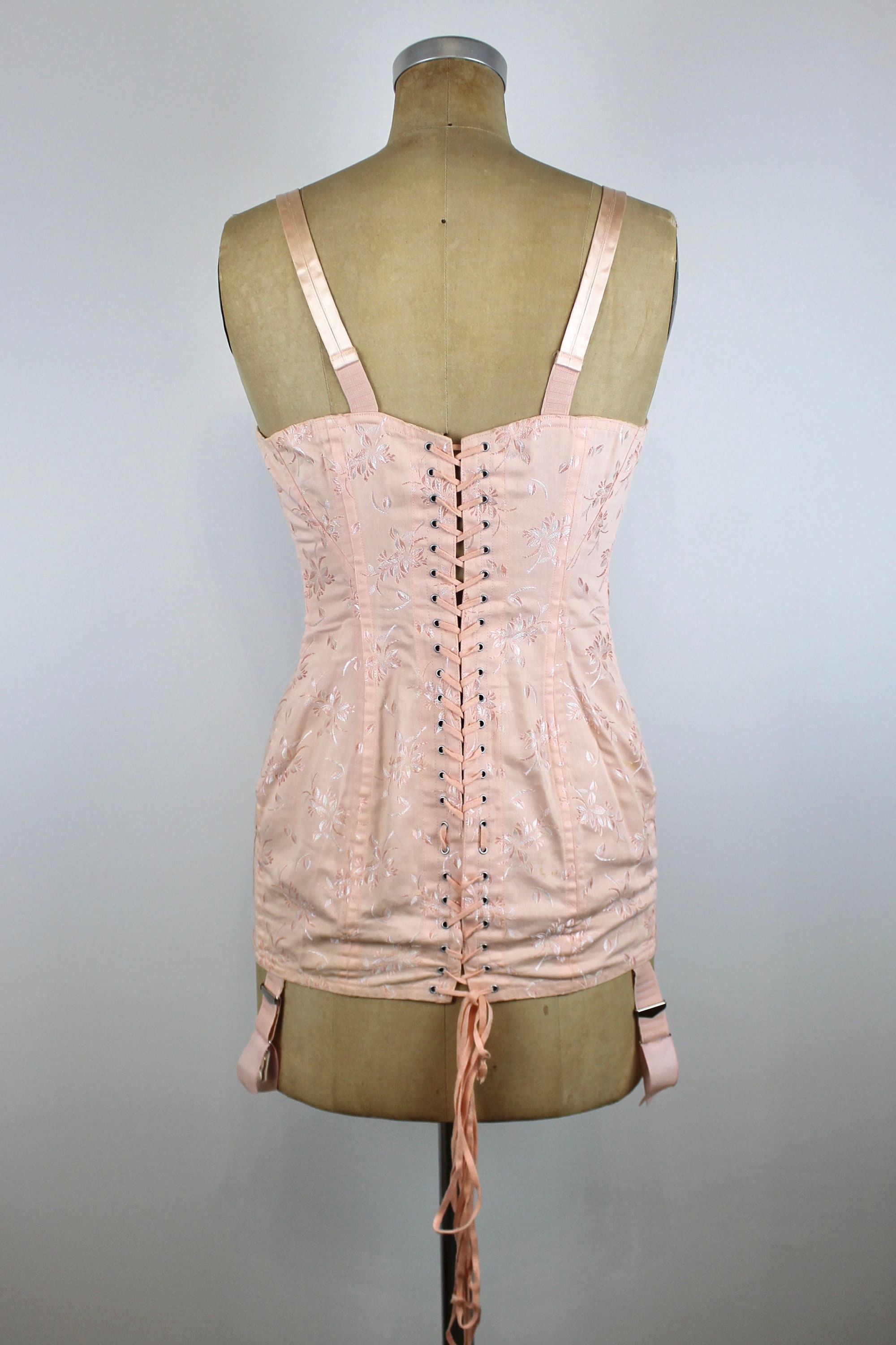 1960s Vintage Corselette, Nude Girdle Corset , Pink Vintage Bustier ...