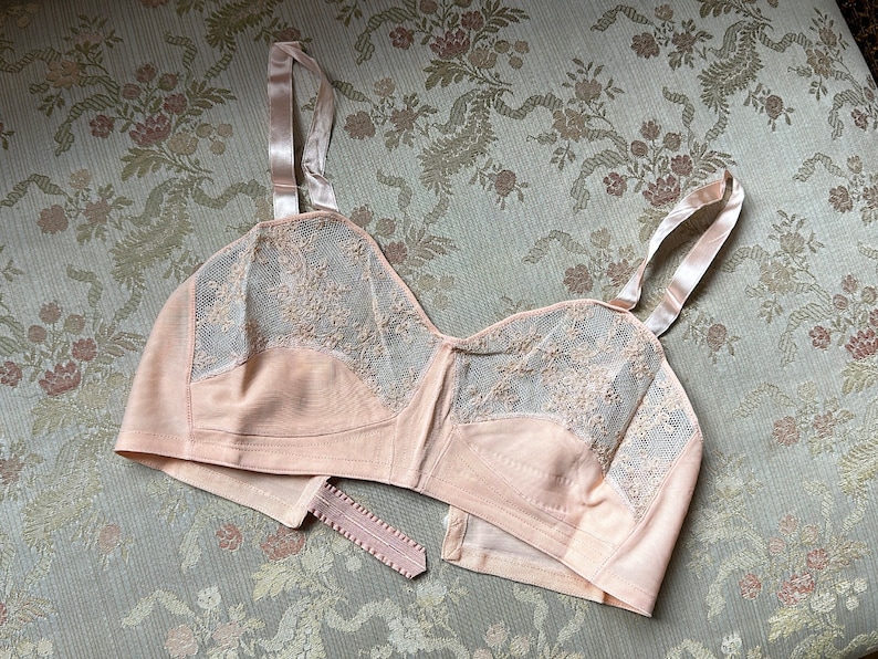 1930s Vintage Pink, Blue or White Rayon Tricot Bra, 1930s Pink Lace ...