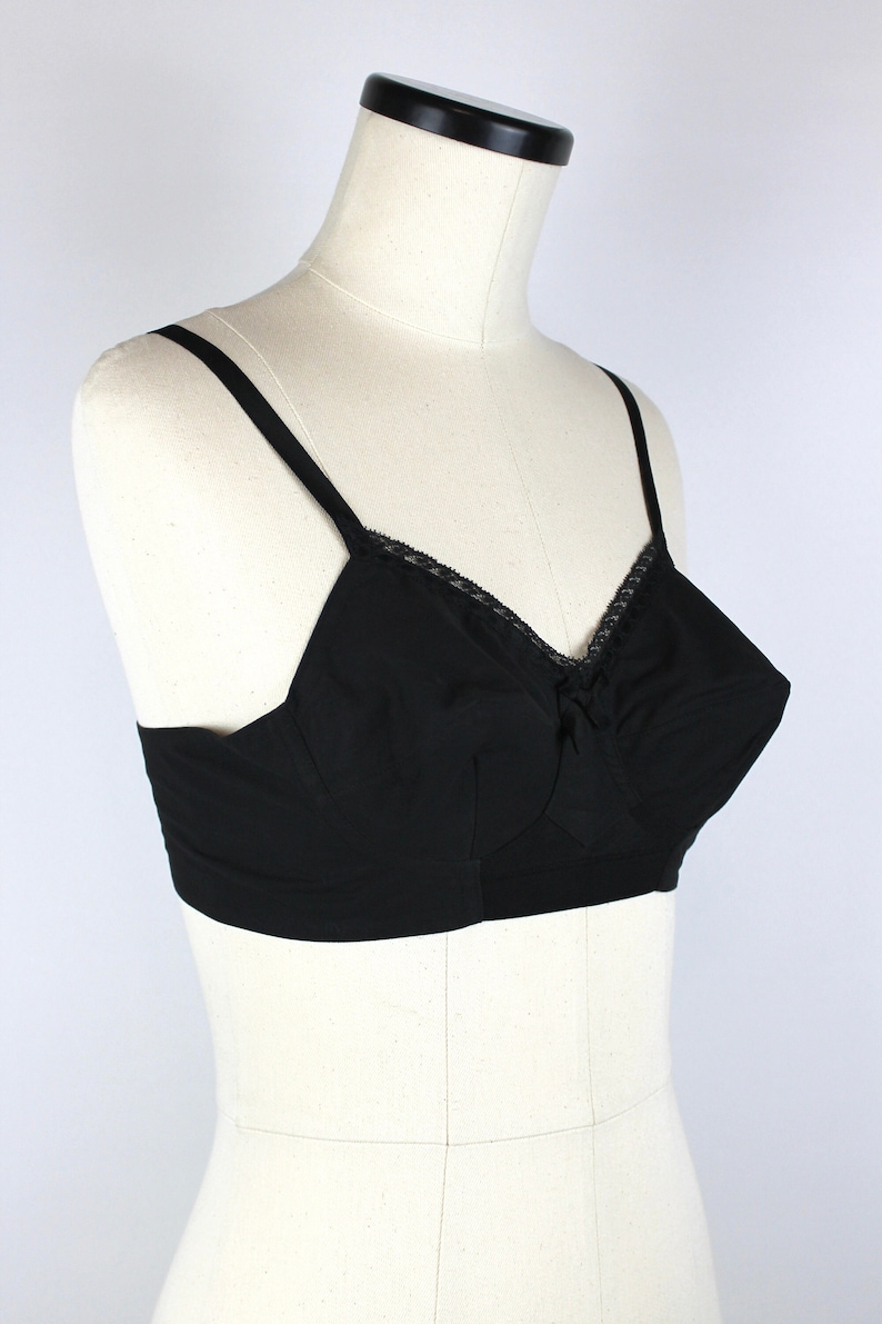 1960s Vintage Bra 60s Mod Bra Pointed Bra Burlesque Lingerie Black Bralette With Bow Etsy
