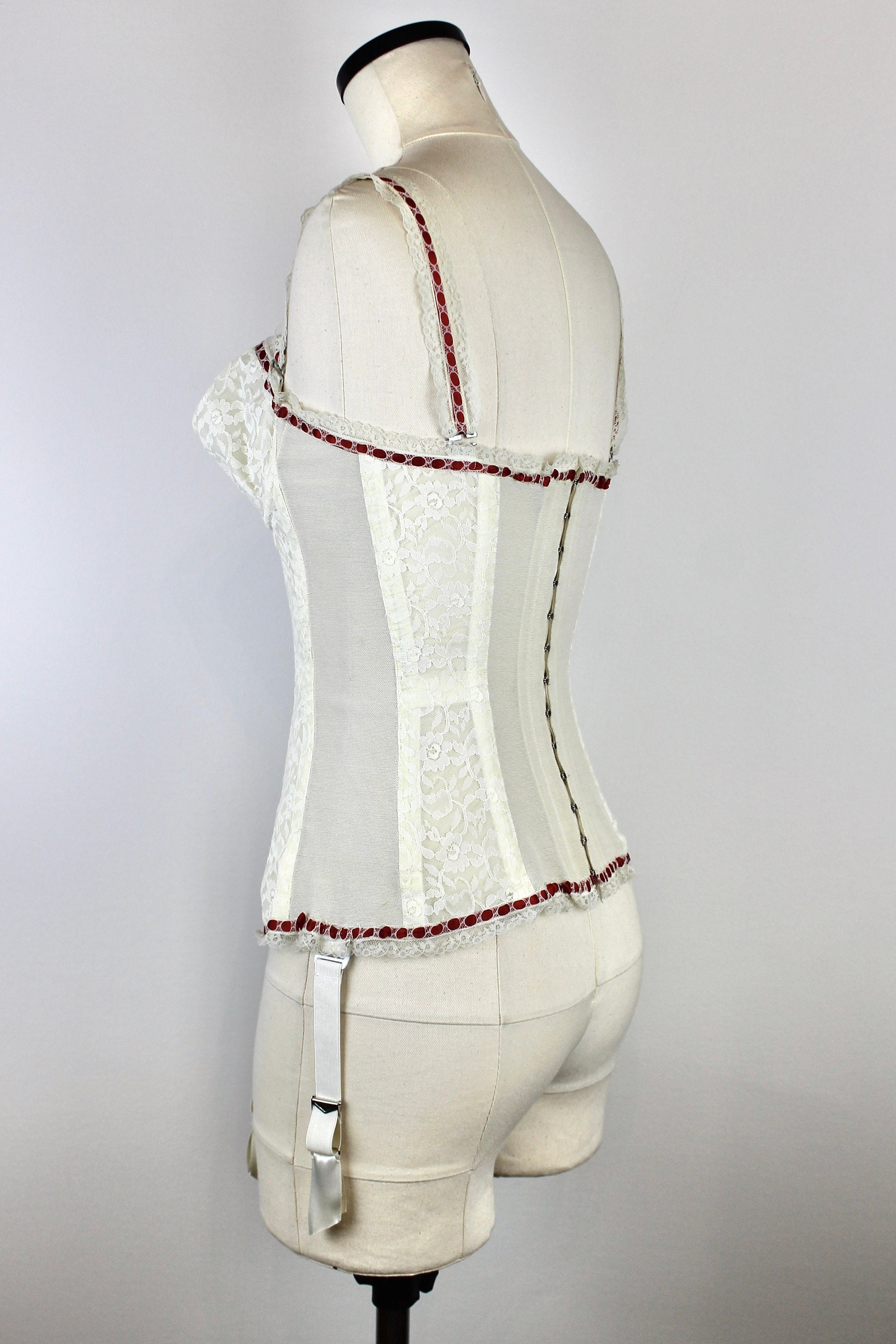 1950s Vintage Italian Corset "desiré", Red/white Vintage Bustier Body ...
