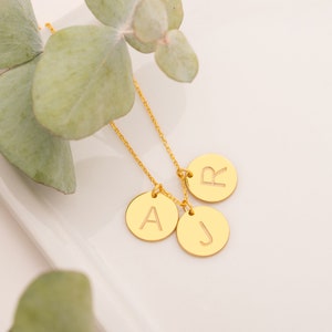 Initial Disc Necklace, Custom Engrave Disc Necklace, Personalized Disc ...