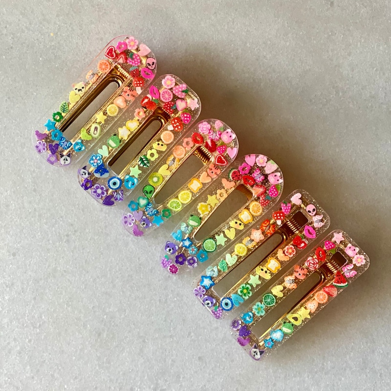 Rainbow Hair Clips - Etsy