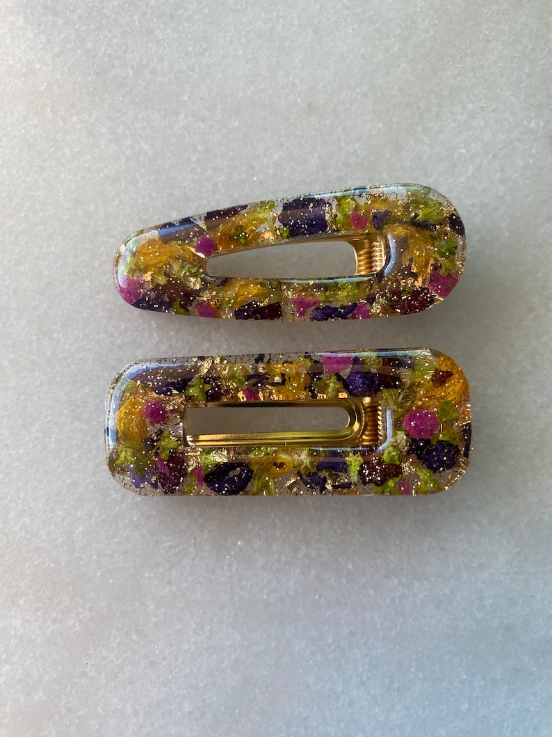 Summertime Real Flower Gold Hair Clips - Etsy