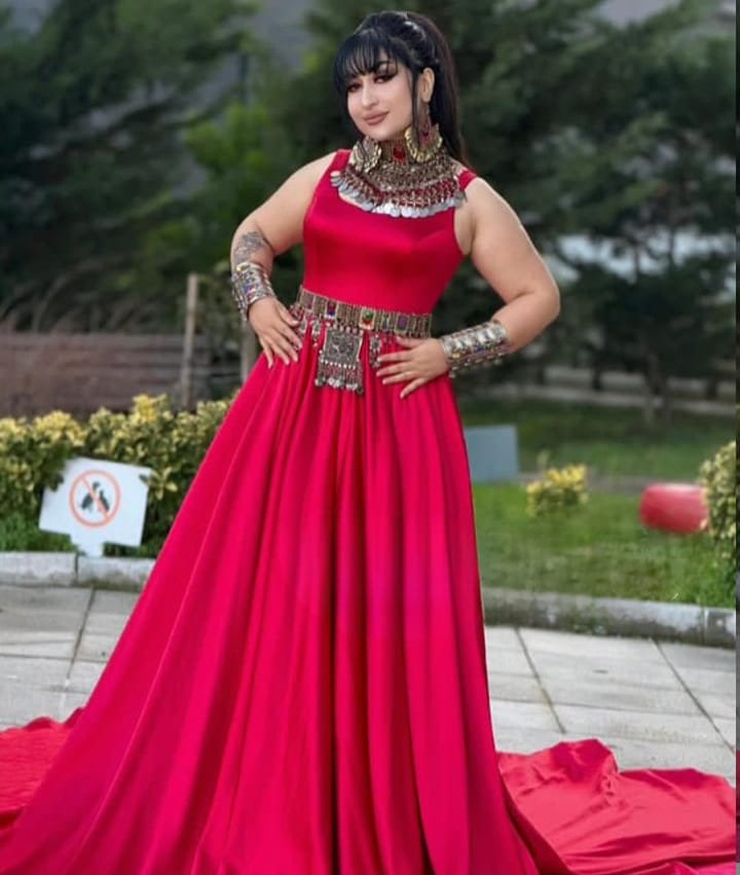 Afghan Modren Long Tail Red Arabic and Turkish Party Dress for Women - Etsy