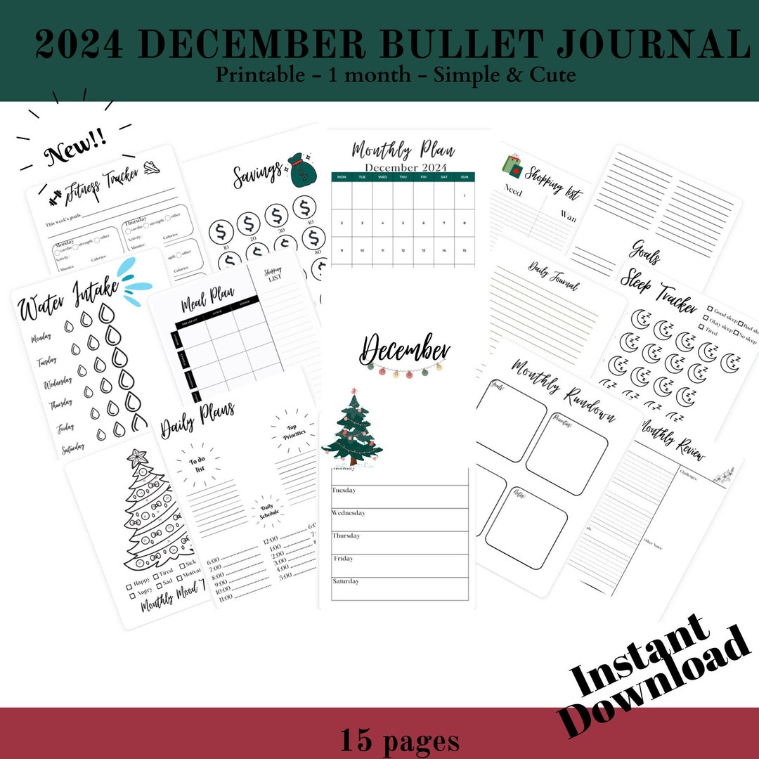 Advanced December 2024 Bullet Journal Printablemood Trackers Goal and ...