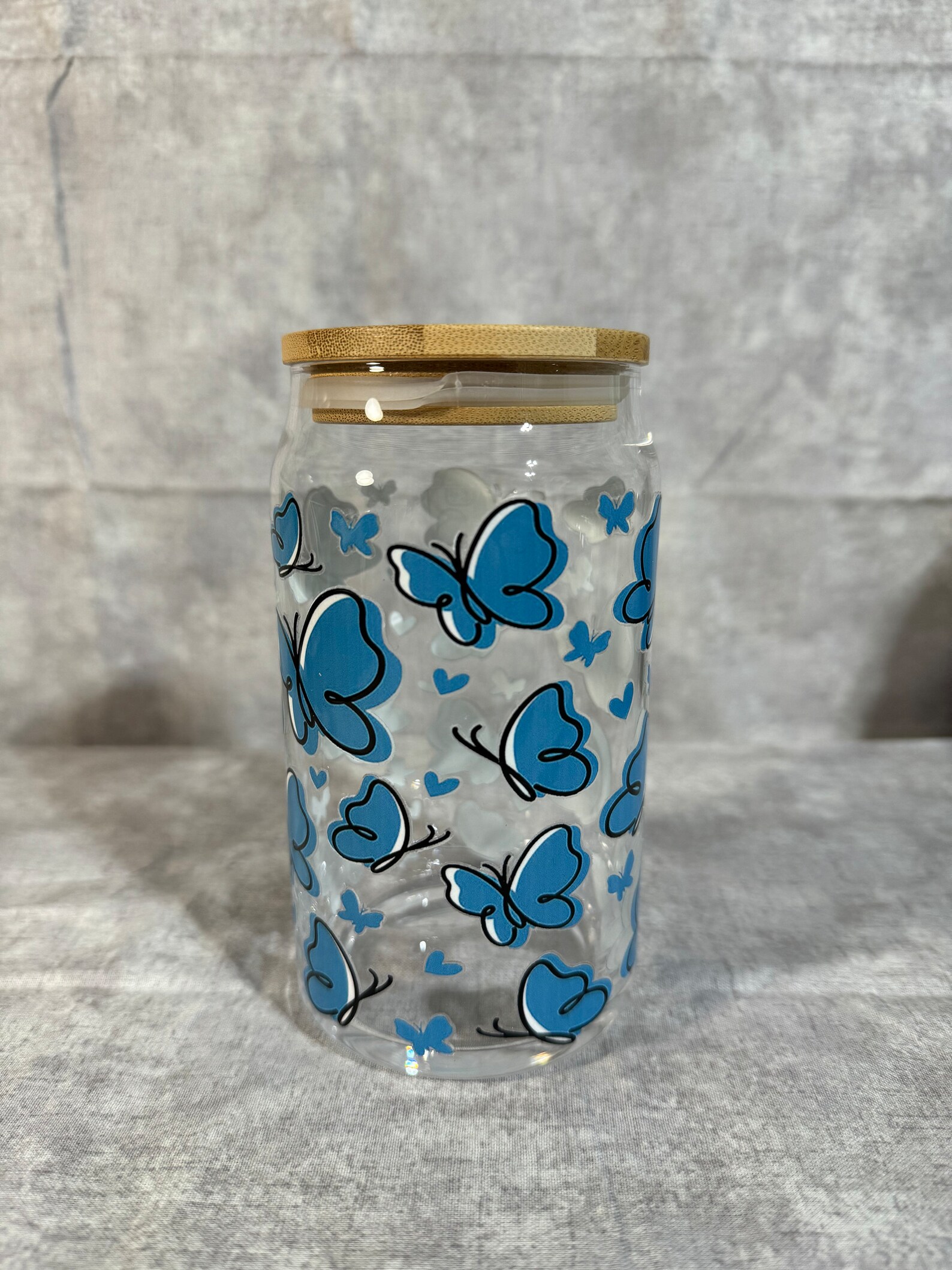 Blue Butterfly Glass Cup - Etsy