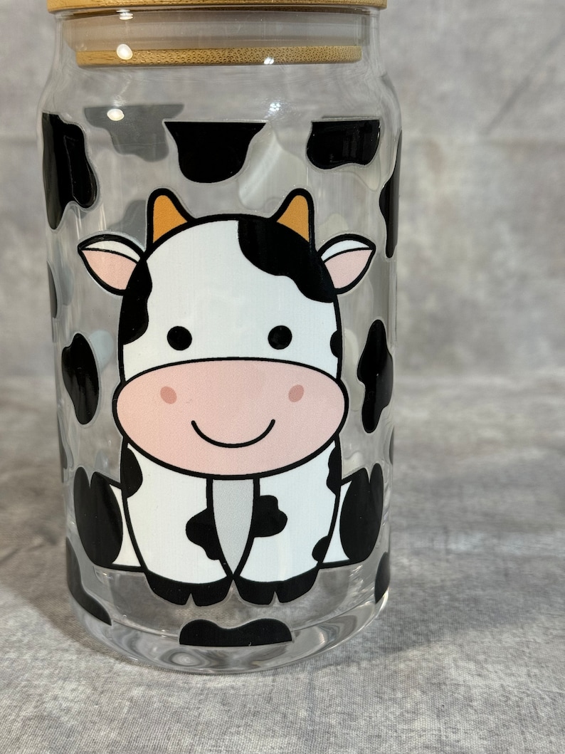 Cow Print Glass Cup - Etsy