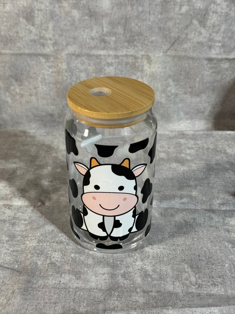 Cow Print Glass Cup - Etsy