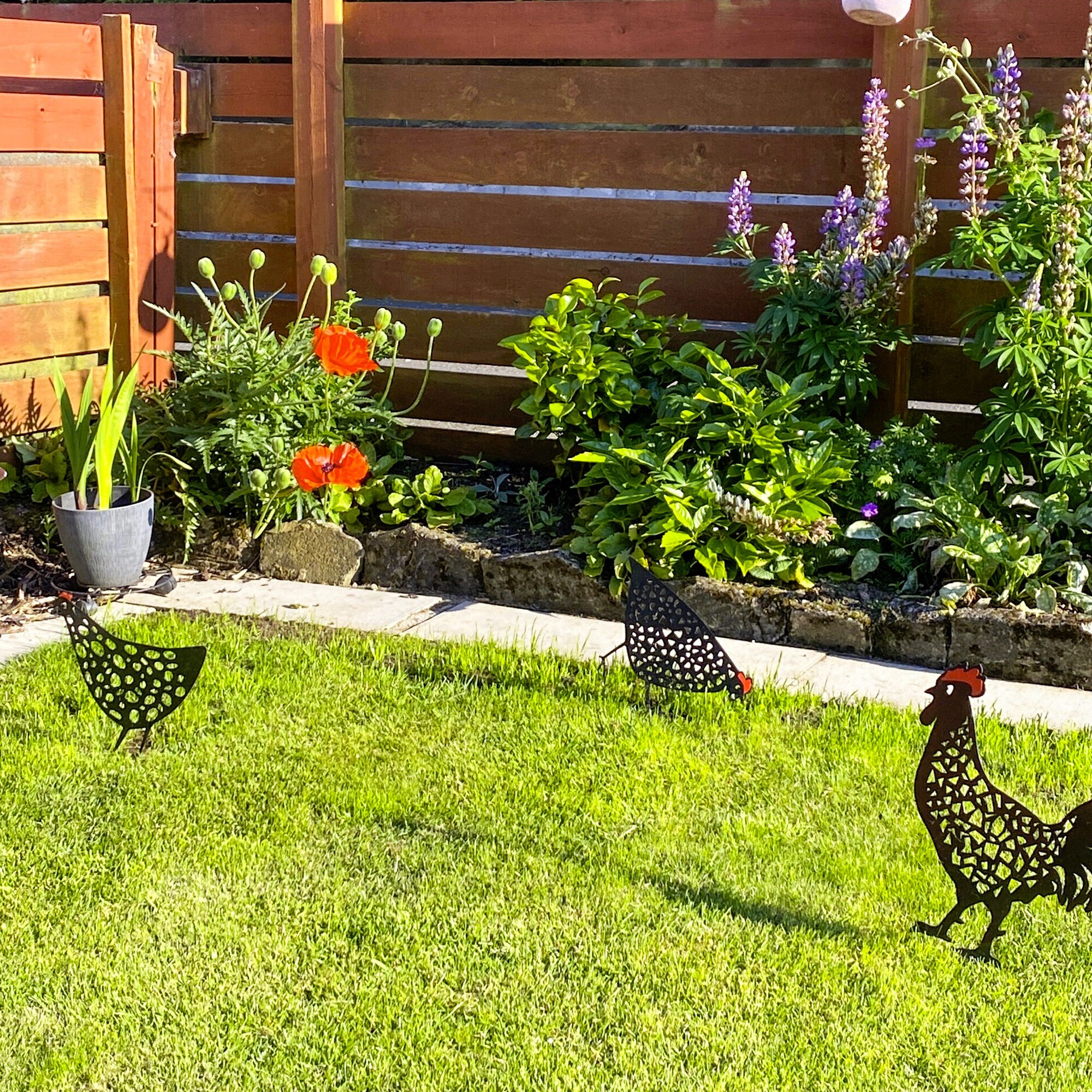 Metal Garden Art Chicken Family Yard Decoration - Etsy