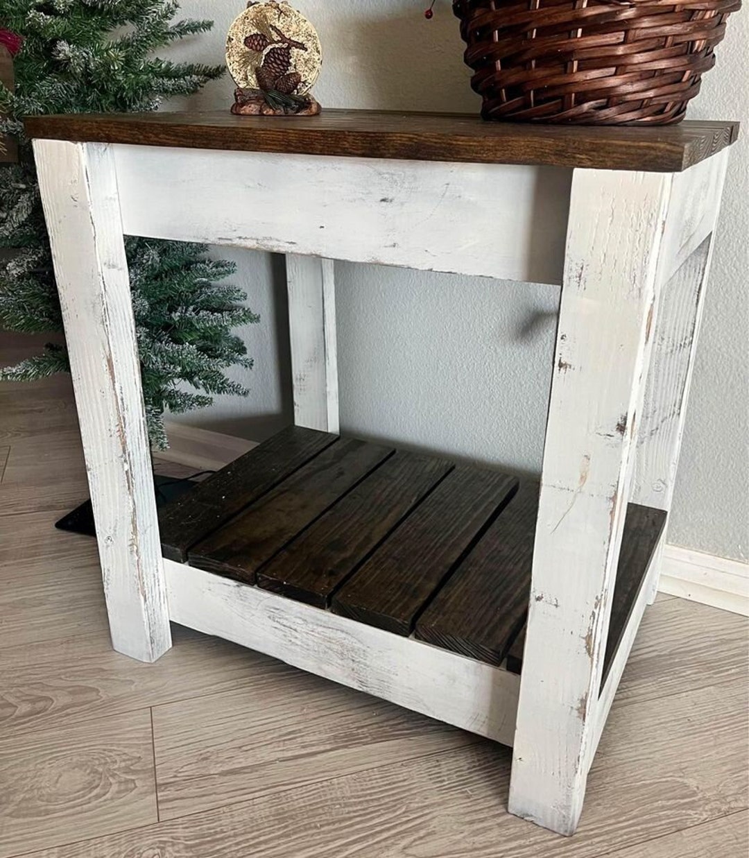 Custom Destressed Farmhouse Side Table - Etsy