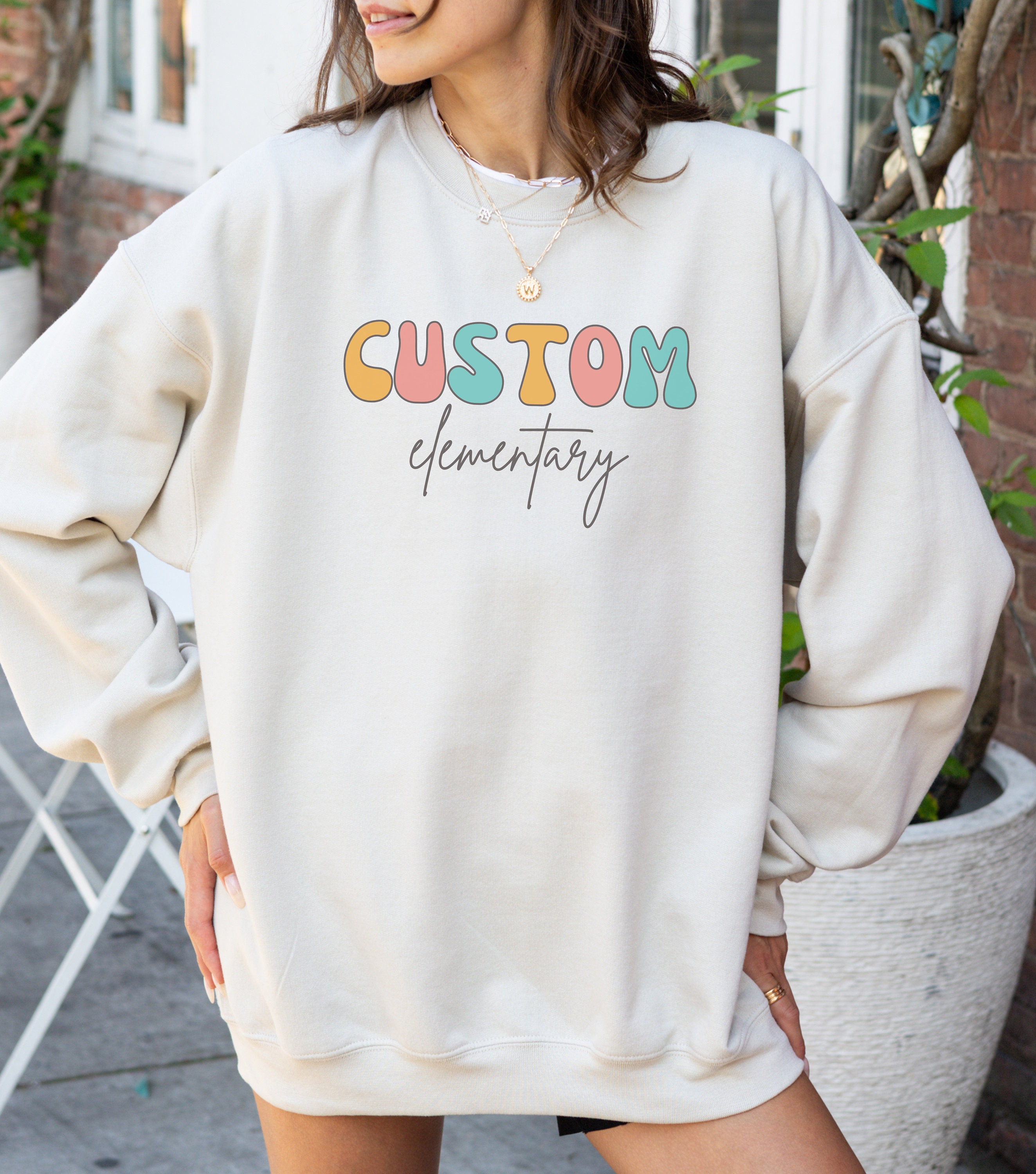 Custom Elementary School Crewneck - Personalized Dual Language ...