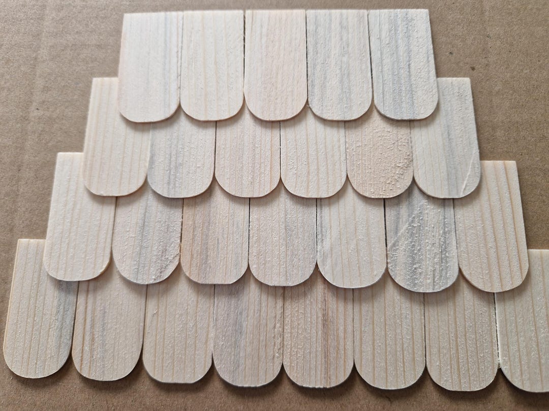 Miniature Wooden Shingles, Sawn, Approx. 30x15 X 1 Mm / 24x12 X 1 Mm ...