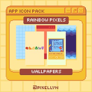 Rainbow Pixels Theme Icon and Wallpaper Pack Cute Pixel Aesthetic / Ios ...