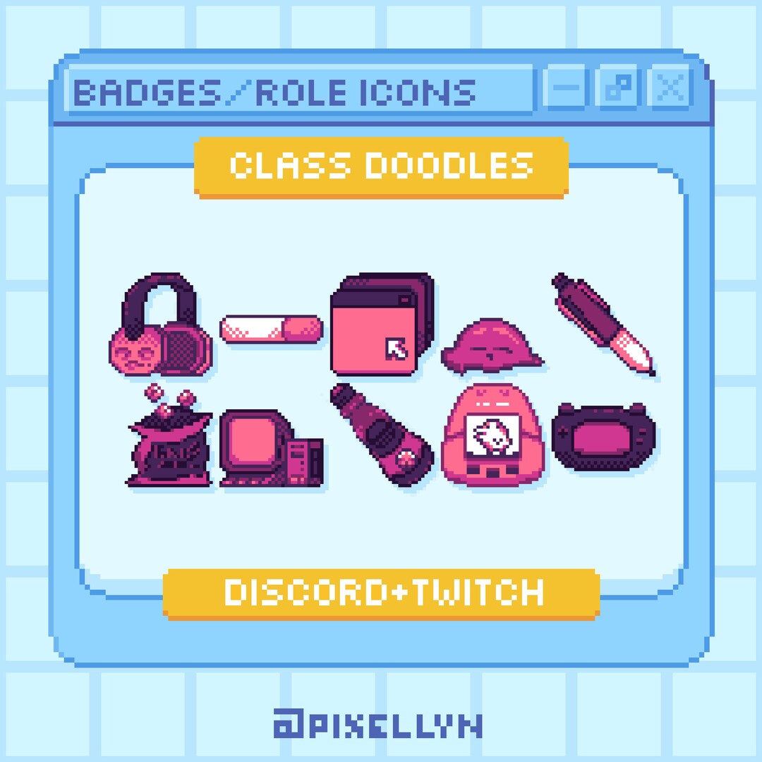 Class Doodle Pixel Aesthetic Stickers Twitch / Discord / Youtube Pixel ...
