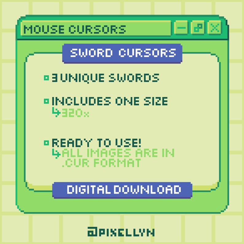 Sword Mouse Cursors 3 Custom Designs / Cute Pixel Aesthetic / Windows ...