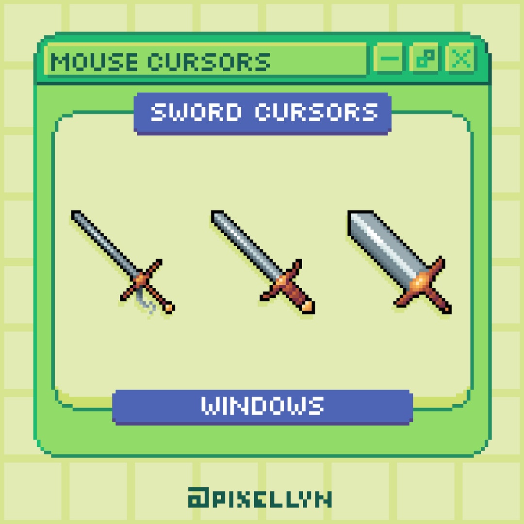 Sword Mouse Cursors 3 Custom Designs / Cute Pixel Aesthetic / Windows ...