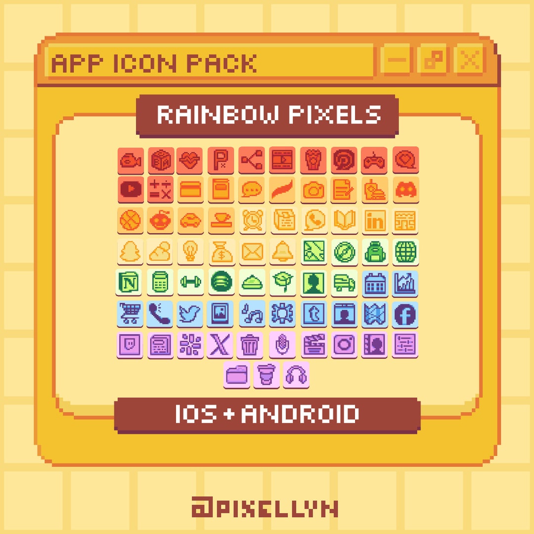 Rainbow Pixels Theme Icon and Wallpaper Pack Cute Pixel Aesthetic / Ios ...