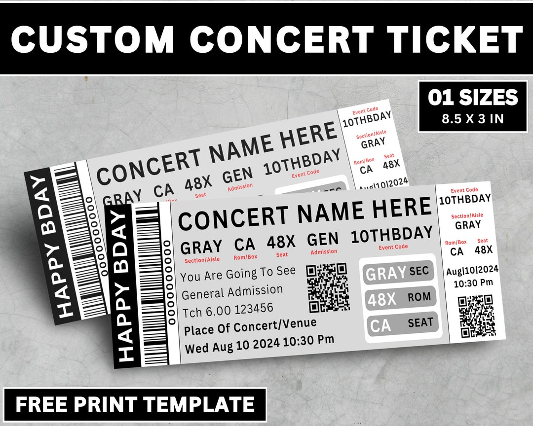 Custom Concert Ticket, Personalized Event Ticket, Concert Ticket ...