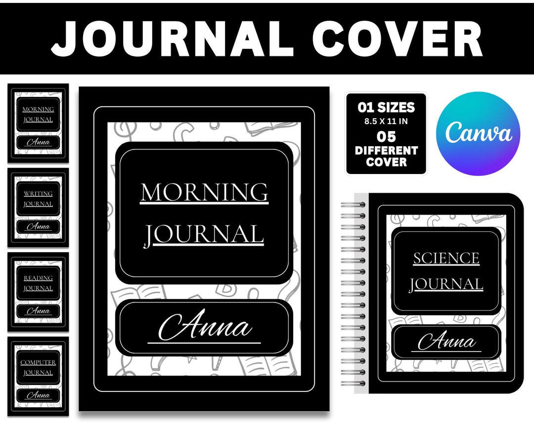 Half Sheet Label Subject Covers for Journals or Folders Editable ...