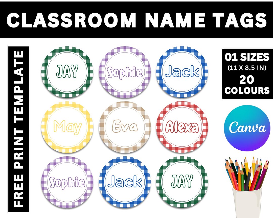 Class Desk Tags, Name Tags, Student Tags, Printable Instant Download ...
