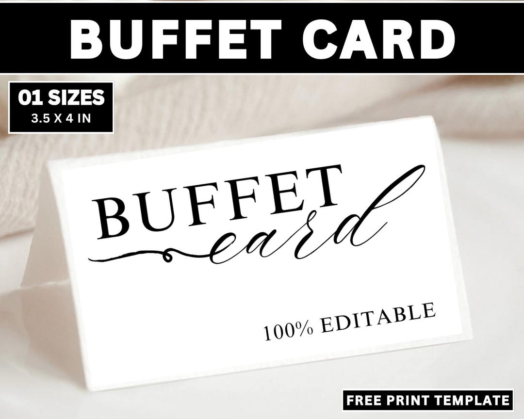 Minimalist Buffet Card Template, Modern Wedding Buffet Printable, Food ...