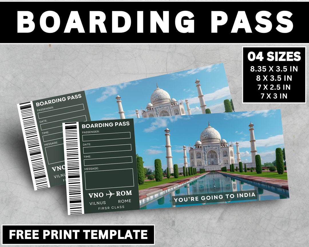 Boarding Pass India, Surprise Boarding Pass Template, Surprise Trip to ...
