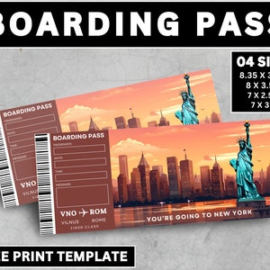 Boarding Pass New York, Surprise Boarding Pass Template, Surprise Trip ...