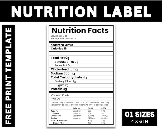 Editable Nutrition Facts Template, PDF, Printable - Etsy Canada