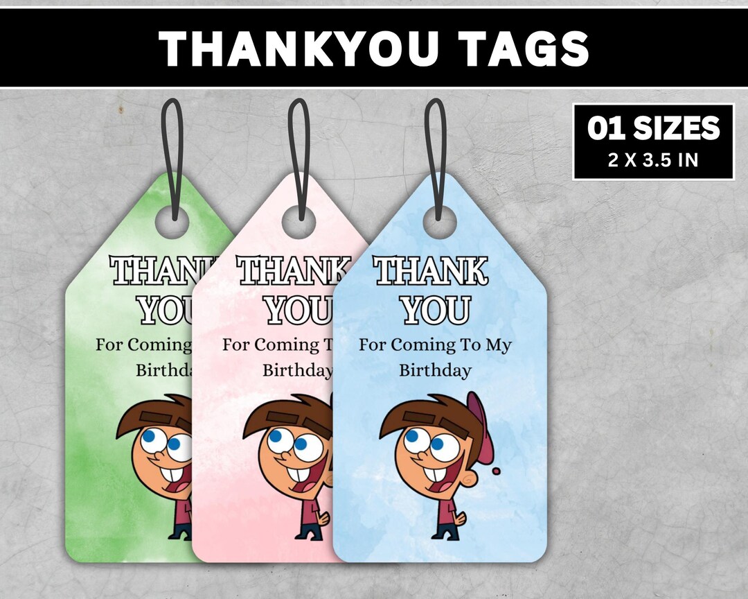 Blue Birthday Thank You Tags, Birthday Thank You Labels, Blue Birthday ...