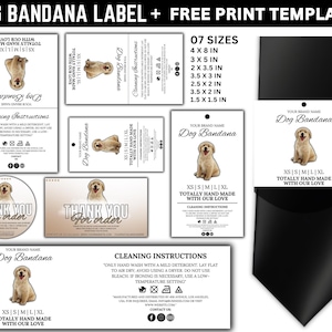 Editable Dog Bandana Label Template, Fold Over Tag, DIY Pet Bandana ...