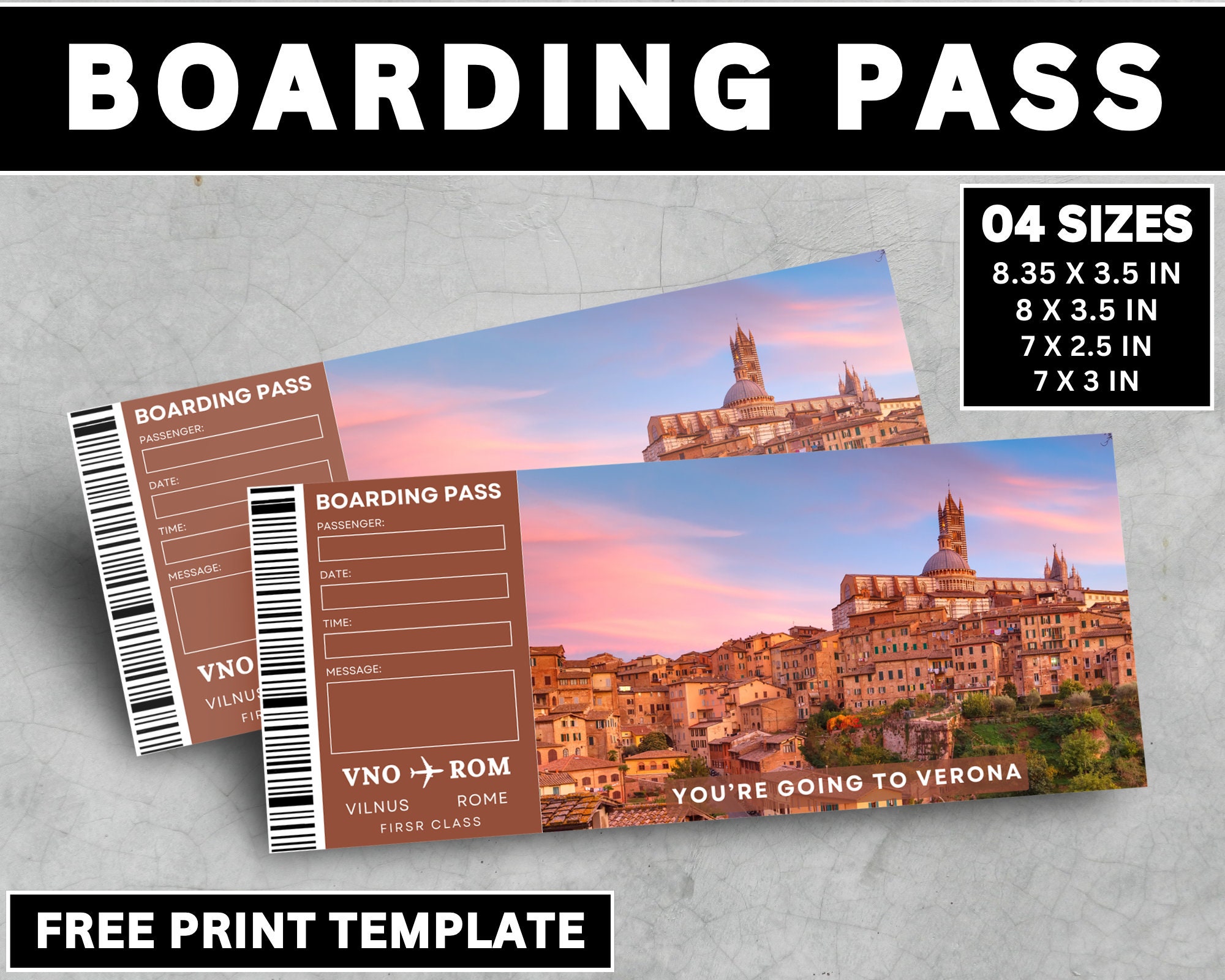 Boarding Pass Italy, Surprise Boarding Pass Template, Surprise Trip to ...
