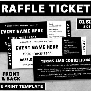 Editable Raffle Ticket, Customizable Raffle Ticket, Event Raffle Ticket ...