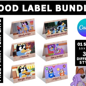 35 Food Label Bundle, Blue Deco, Food Tent Bundle, Blue Party Food ...
