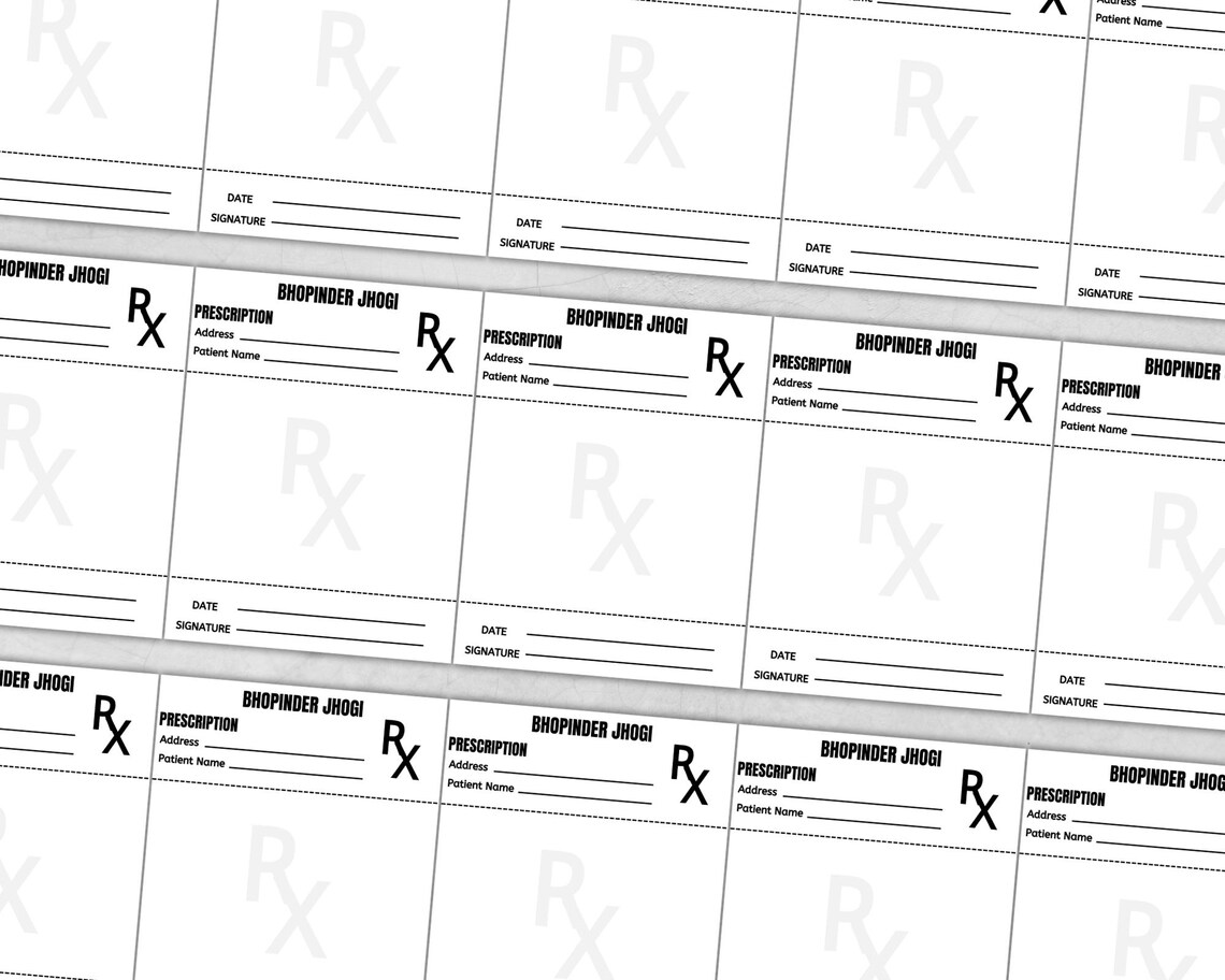 Blank Prescription Pad Printable Prescription Pad Page Rx Prescription ...