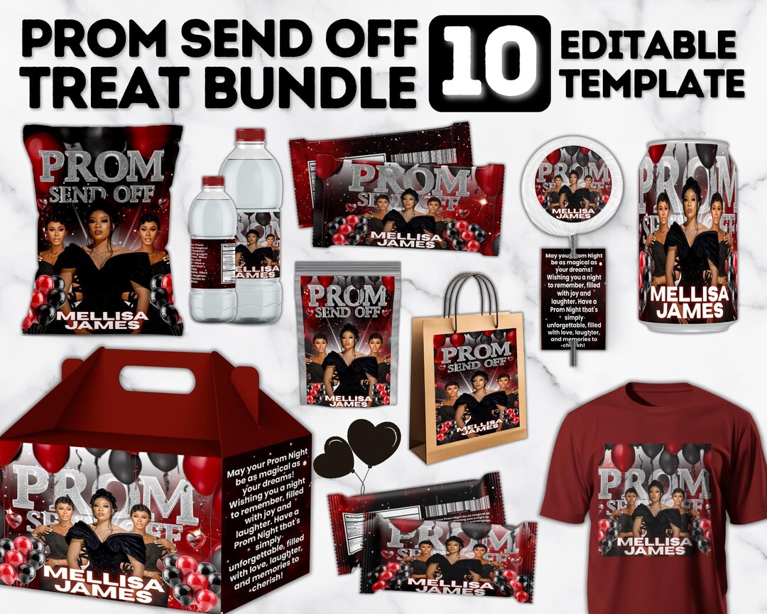 Prom Send off Treat Bundle, Prom Water Label, Prom Candy Bar Digital ...