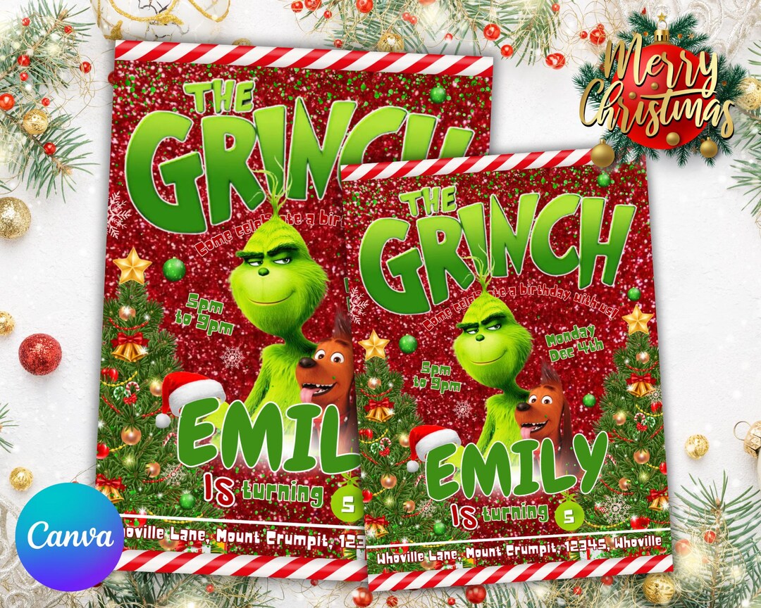 Editable Grinchmas Party Invite Christmas Party Invitation Don't Be a ...