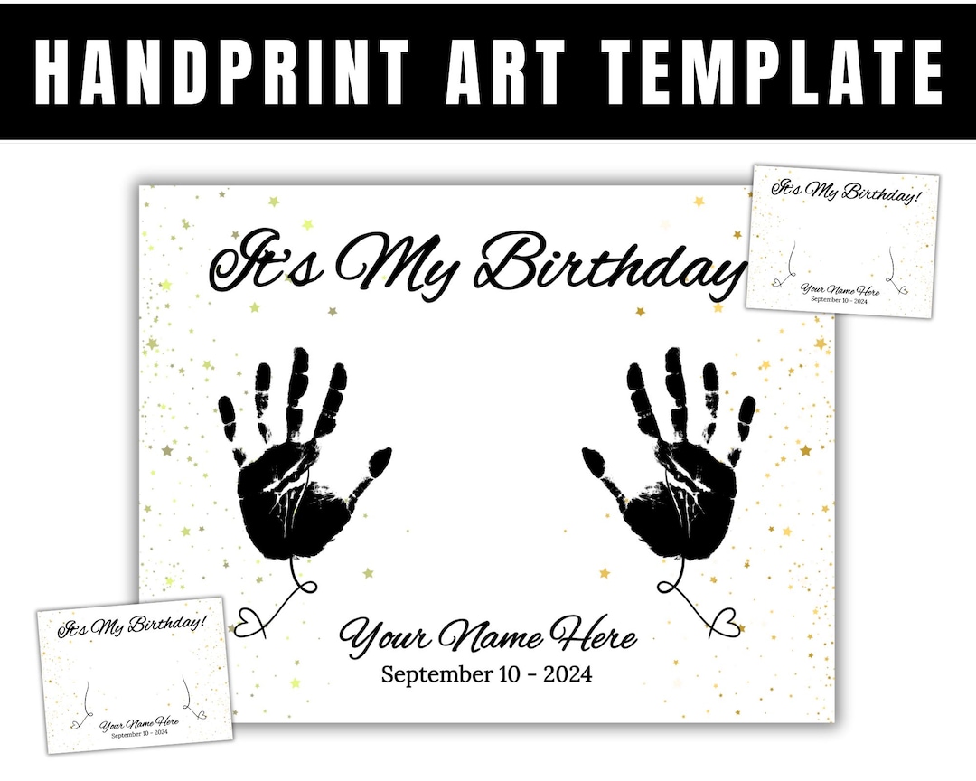 Birthday Handprint Art Template, Printable Birthday Handprint Keepsake ...
