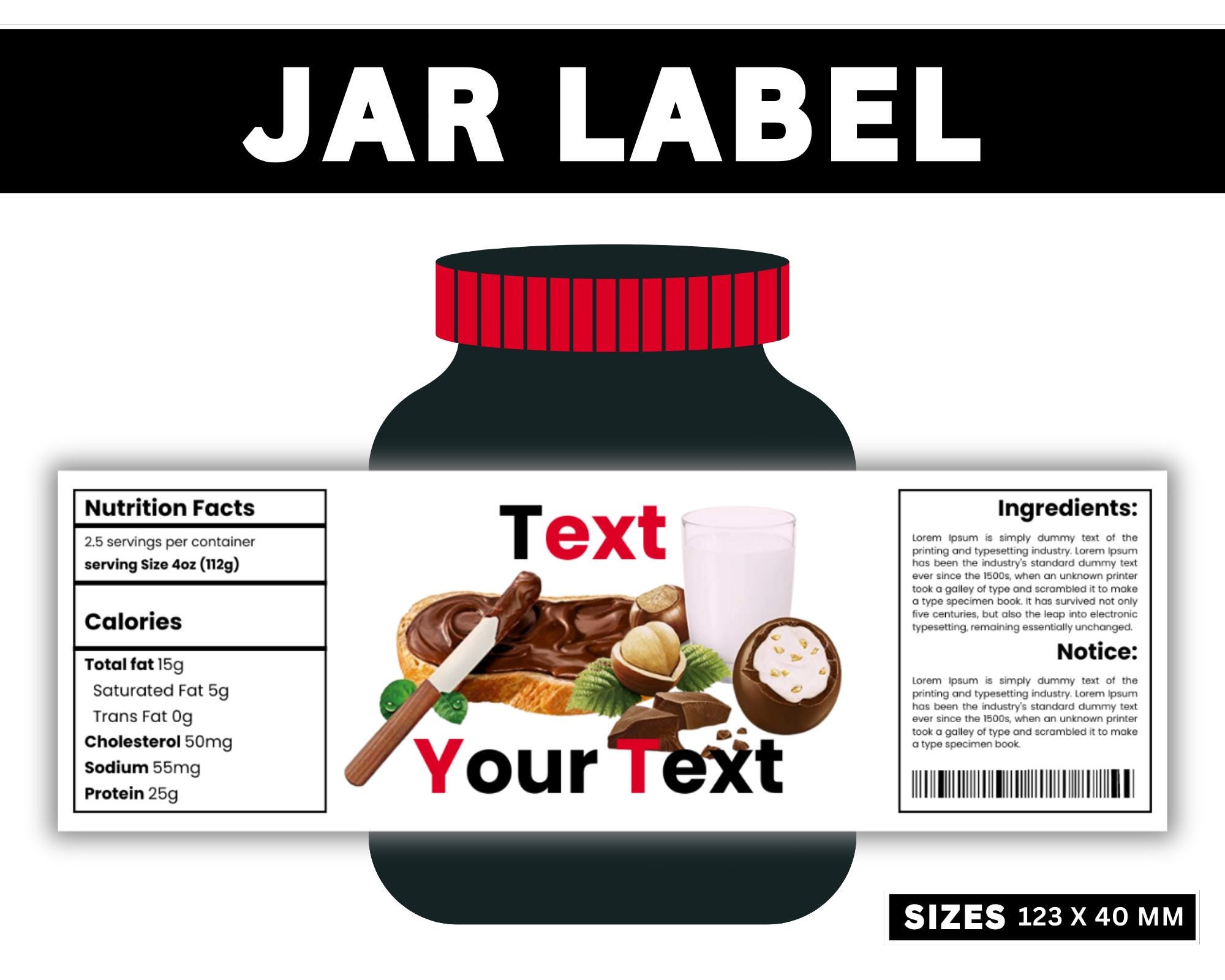 Jar Label, Printable Personalized Jar Label Digital File, Nutella Label ...