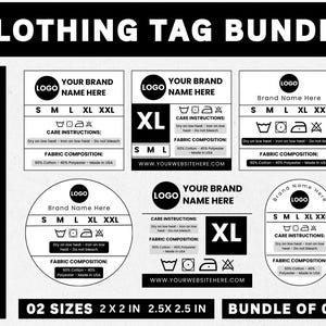 Editable Clothing Tag Bundle, DIY Garment Care Tag, T-shirt Neck Label ...