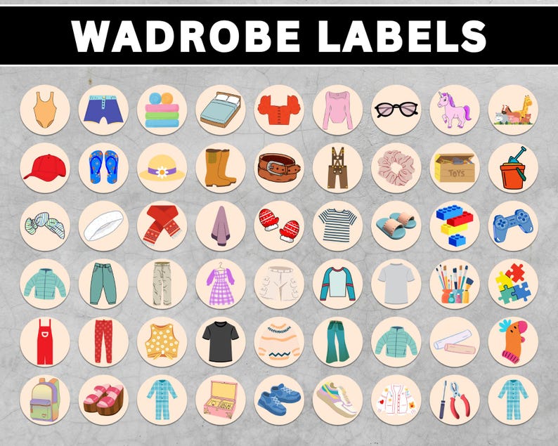 Editable Kids Toys Wadrobe Label, Wardrobe Labels Kids, Toy Labels ...