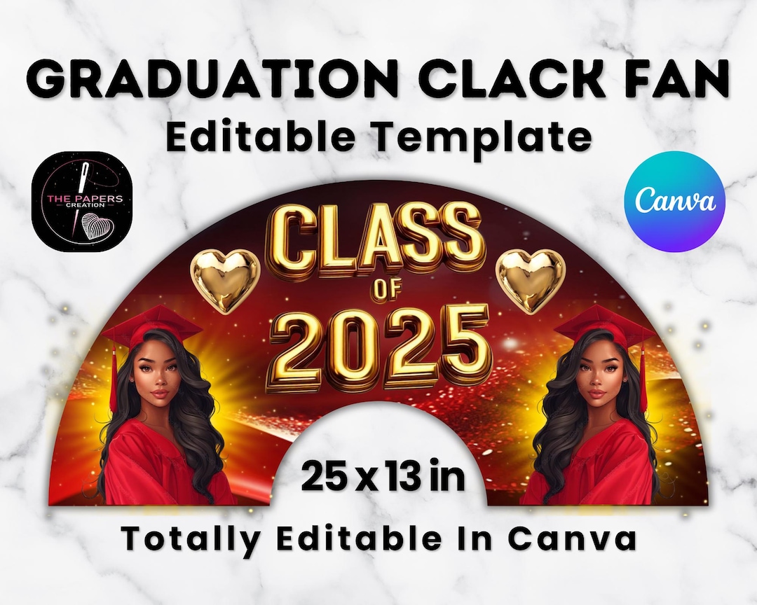 Graduation 2025 Clack Hand Fan Template (where Them Fans AT)| Line ...